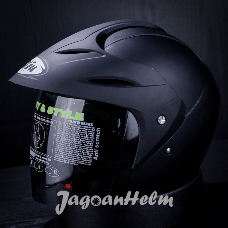 Jual Hiu Helm NICO R SOLID | Black Doff / Hitam DOP | Shopee Indonesia