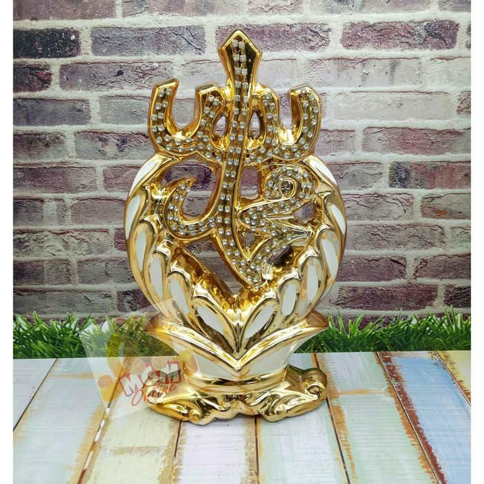 Jual Pajangan Keramik Allah & Muhammad kaligrafi Tinggi 27CM Gold ...