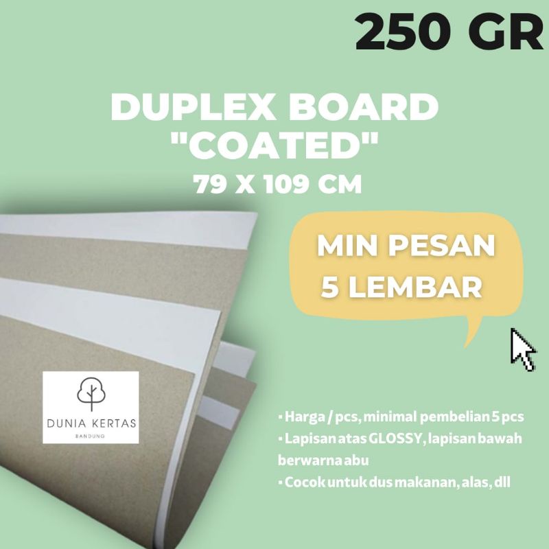 Jual MIN.PESAN 5 LEMBAR kertas karton duplex 250gsm(79x109 cm) | Shopee ...