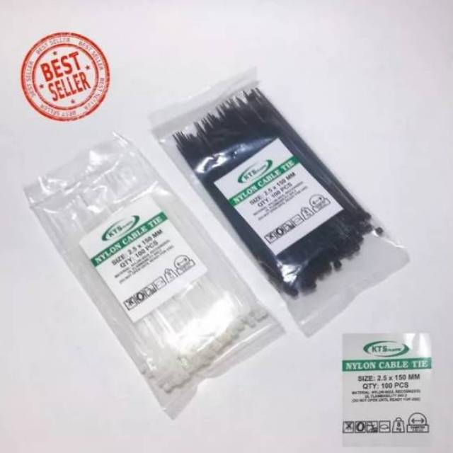 Jual Kabel ties 2.5x150mm putih/hitam 1Pack isi 100PCS merek KTS ...