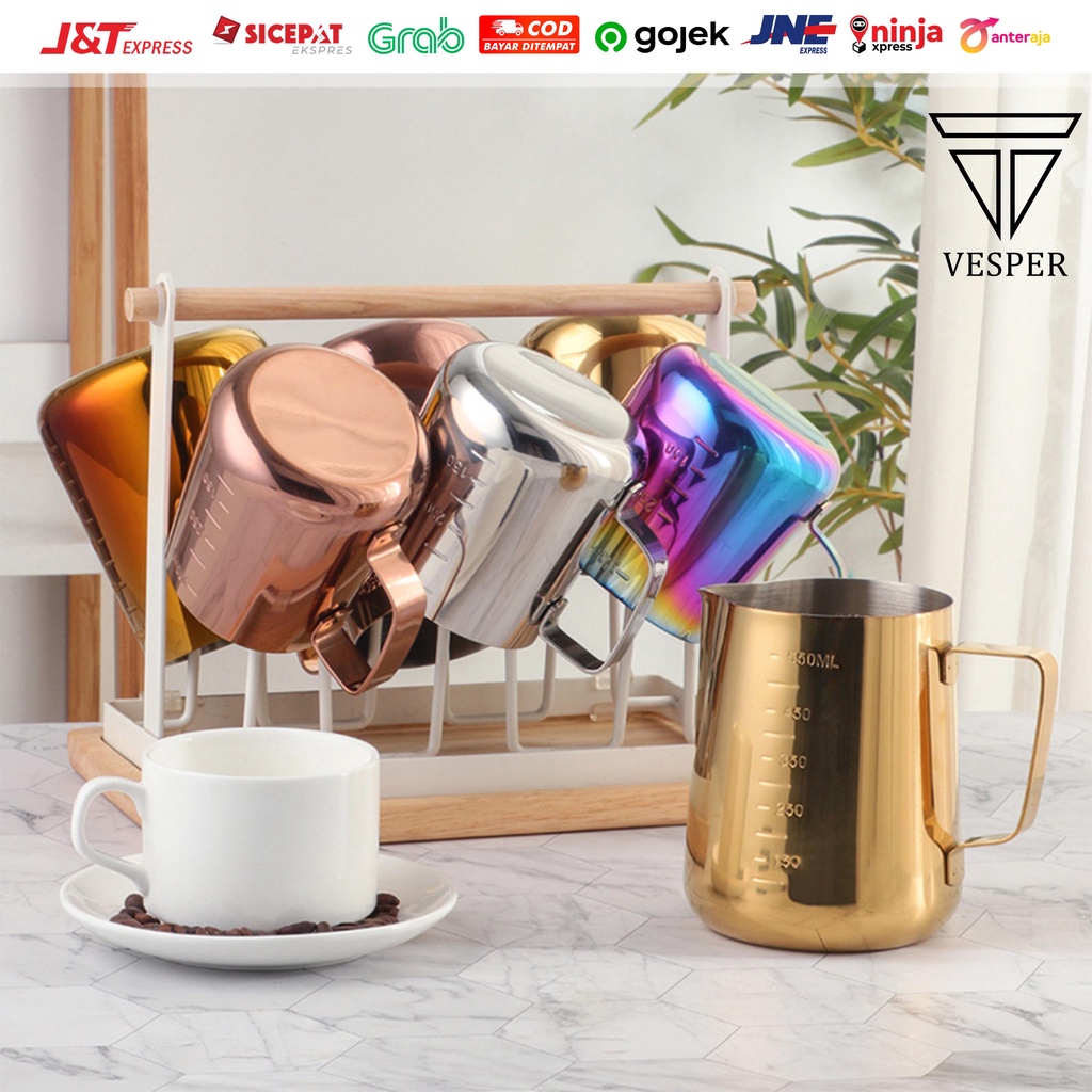 Jual milk Jug stainless warna / pitcher tempat steam foam susu latte ...