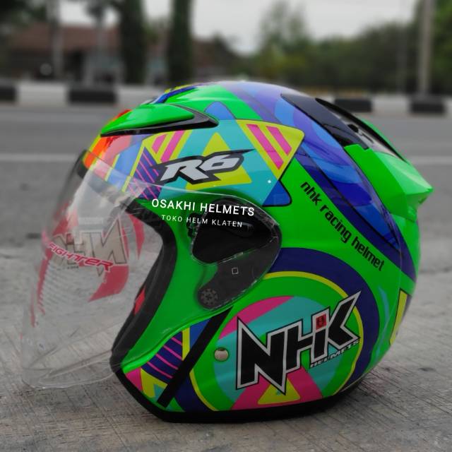 Jual NHK R6 Pigment Green Perpaduan Warna Cakep, Helm Single Visor ...