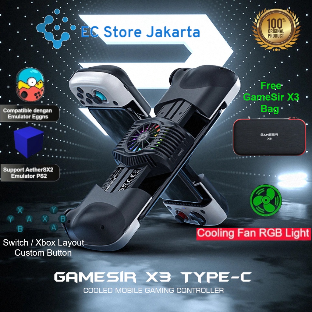 Jual GameSir X3 Type C Cooling Fan Mobile Gaming Controller Gamepad Egg ...