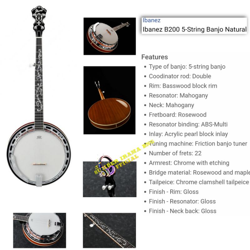 Jual IBANEZ BANJO B200 5 STRING ACOUSTIC GUITAR | Shopee Indonesia