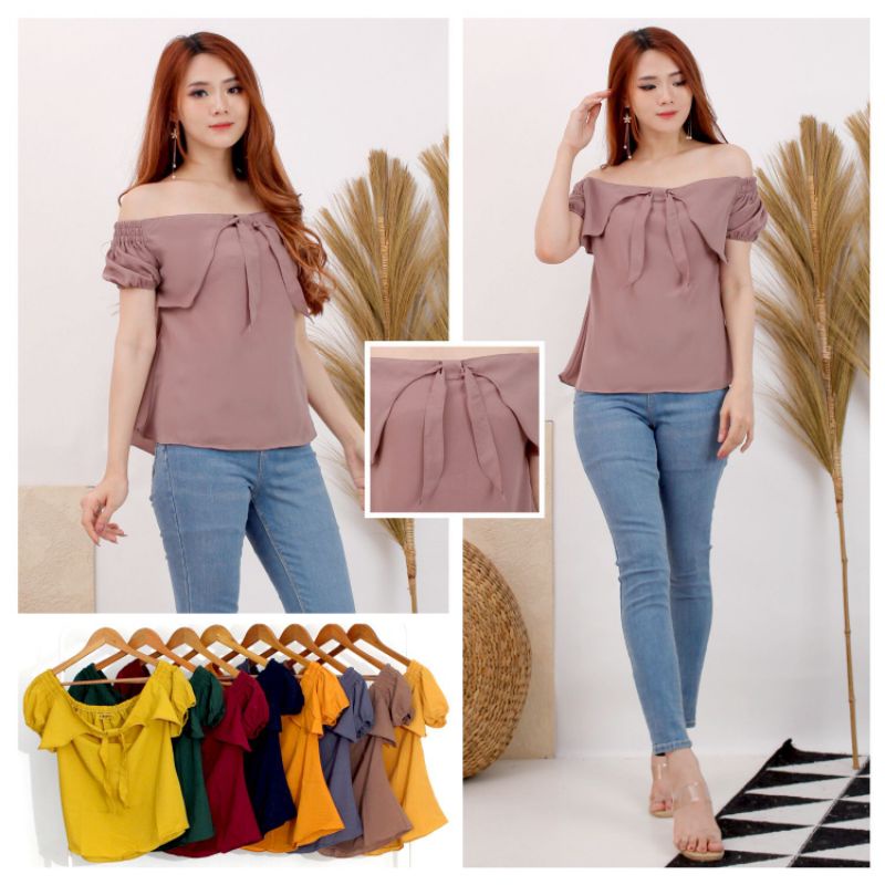 Jual blouse model sabrina pita depan | Shopee Indonesia
