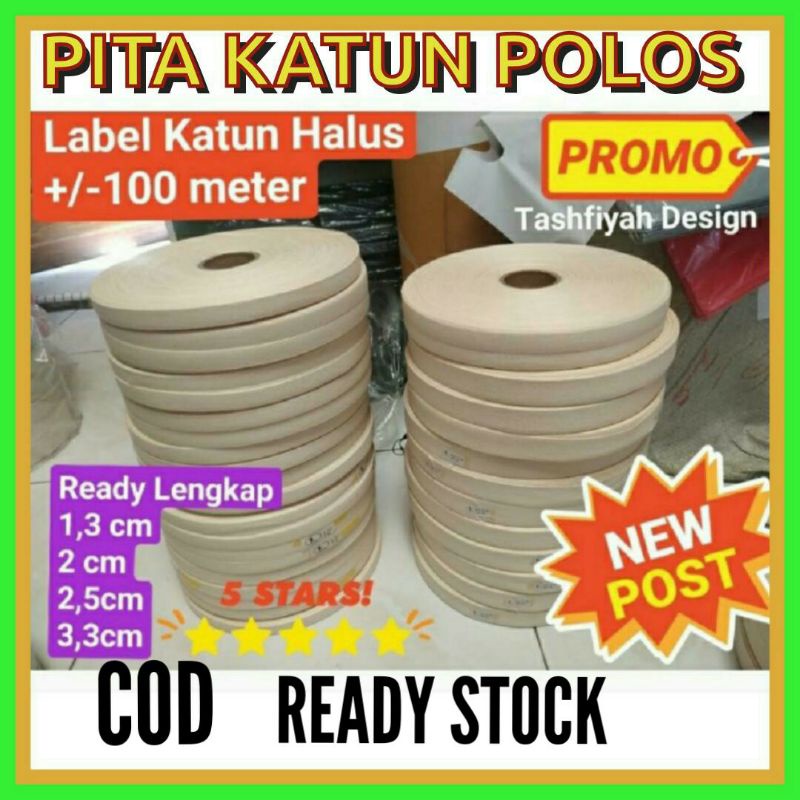 Jual Pita Katun Label Hijab Label Baju Label katun halus 1,3 cm 100 ...