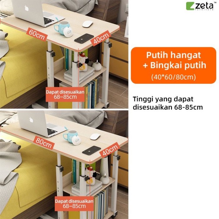 Jual Meja laptop roda standing desk adjustable meja dorong lipat ...