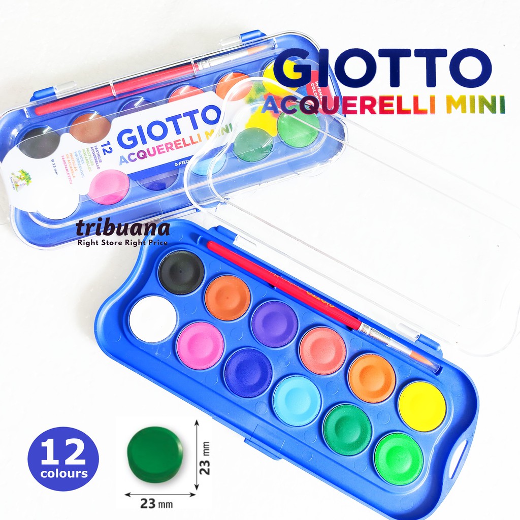 Jual MINI Giotto Acquerelli 12 Warna (Water Color Cake /Cat Air ...