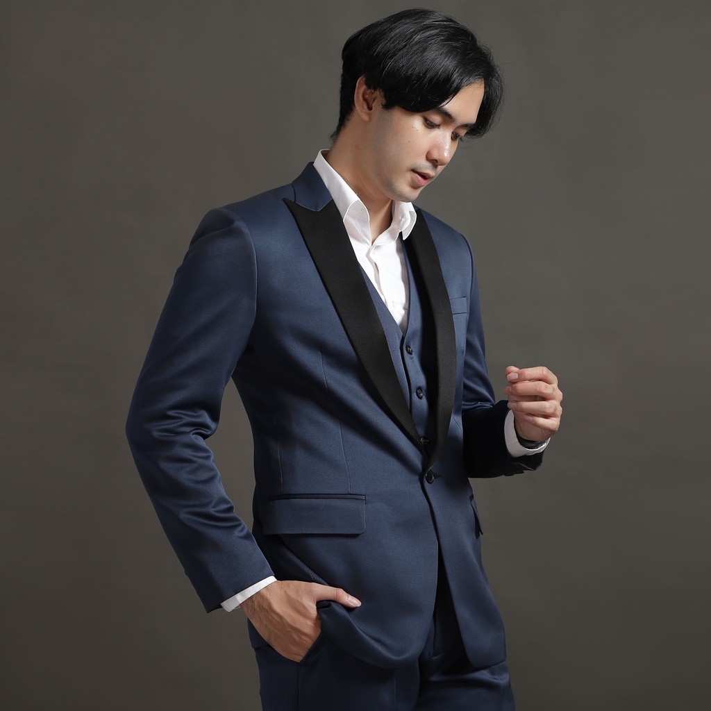 Jual Setelan Jas Celana & Rompi Pria Biru Lapel Hitam - PEAKY PREMIUM ...