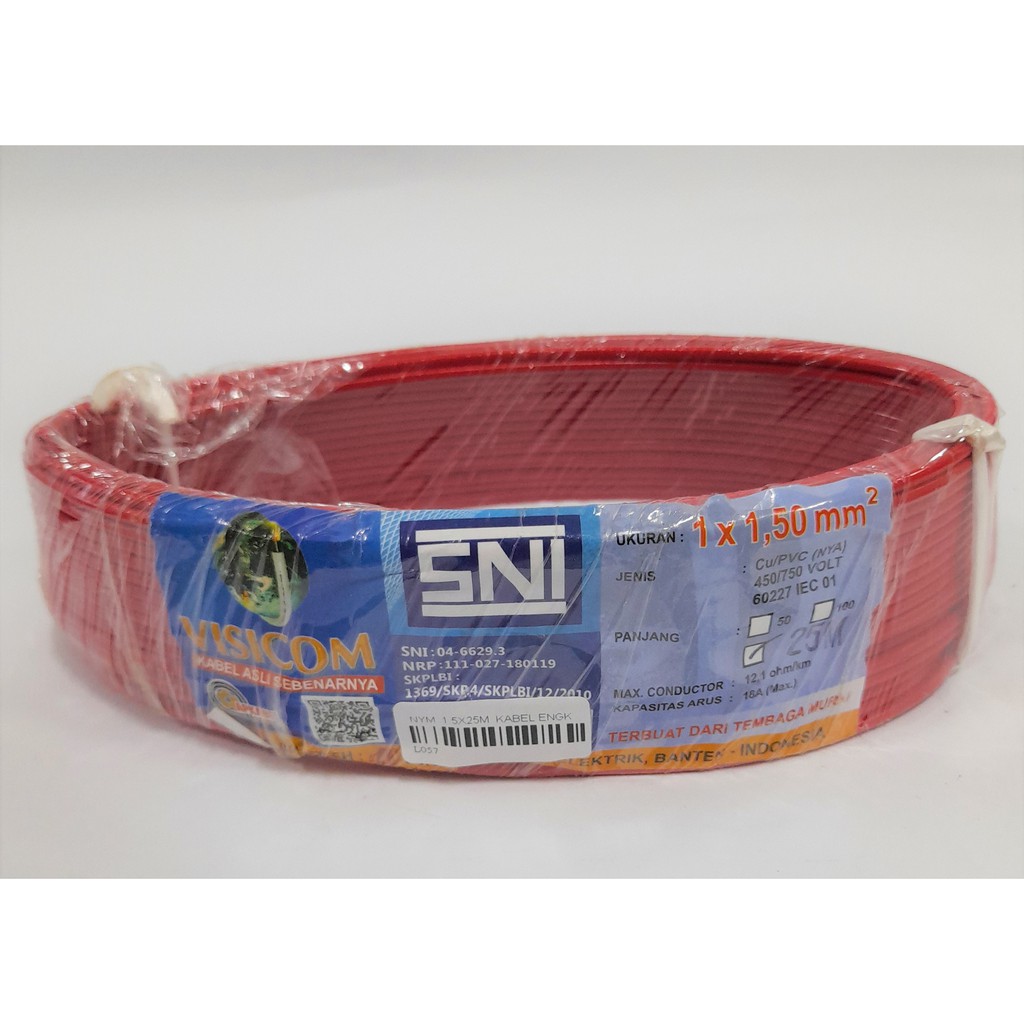 Jual KABEL ENGKEL NYA 1X1,5X25M ,KABEL ENGKEL 1X1,5X50M VISICOM , DAN ...