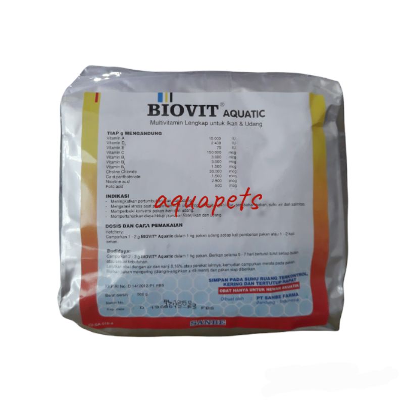Jual Biovit Aquatic Sanbe Multivitamin Ikan dan Udang 500gr | Shopee ...