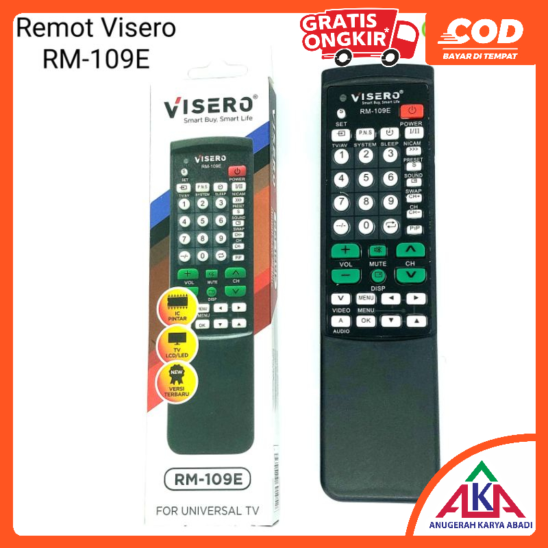Jual VISERO RM 109E Remote TV Tabung LED LCD Universal Semua Merk ...