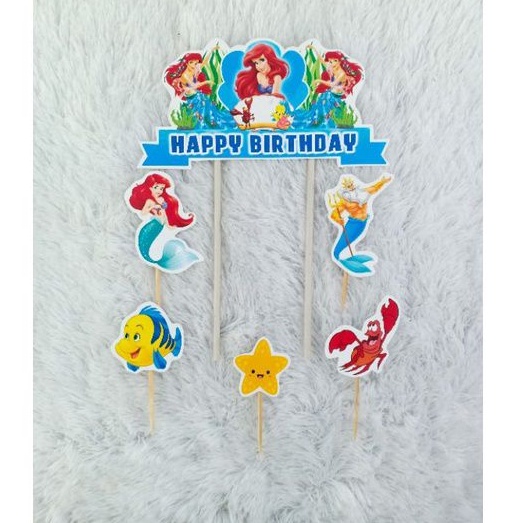 Jual cake topper/topper BANNER/topper MERMAID/hiasan kue MERMAID ...