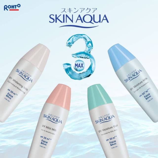 Jual SKIN AQUA UV Moisture Milk SPF 50 | Tone Up UV Essence | Moist Gel ...