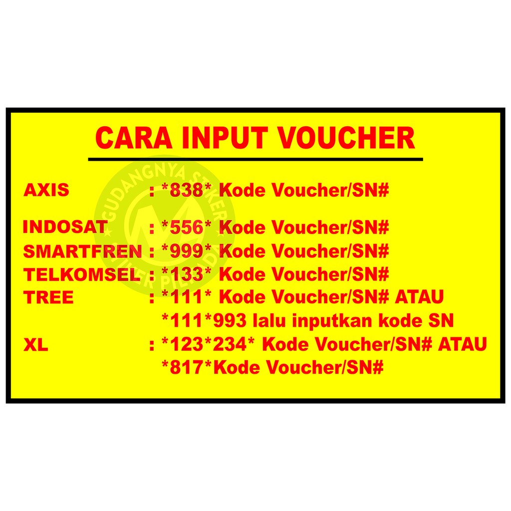 Jual STIKER VINYL CARA INPUT VOUCHER KARTU PERDANA | Shopee Indonesia