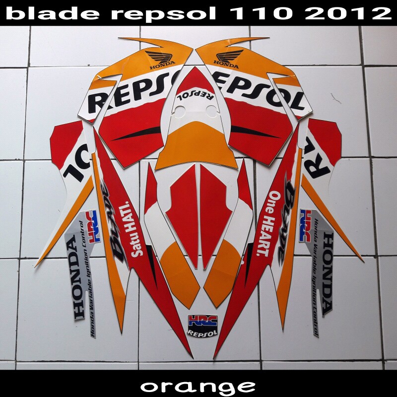 Jual stiker motor Honda blade repsol 110 2012 orange | Shopee Indonesia
