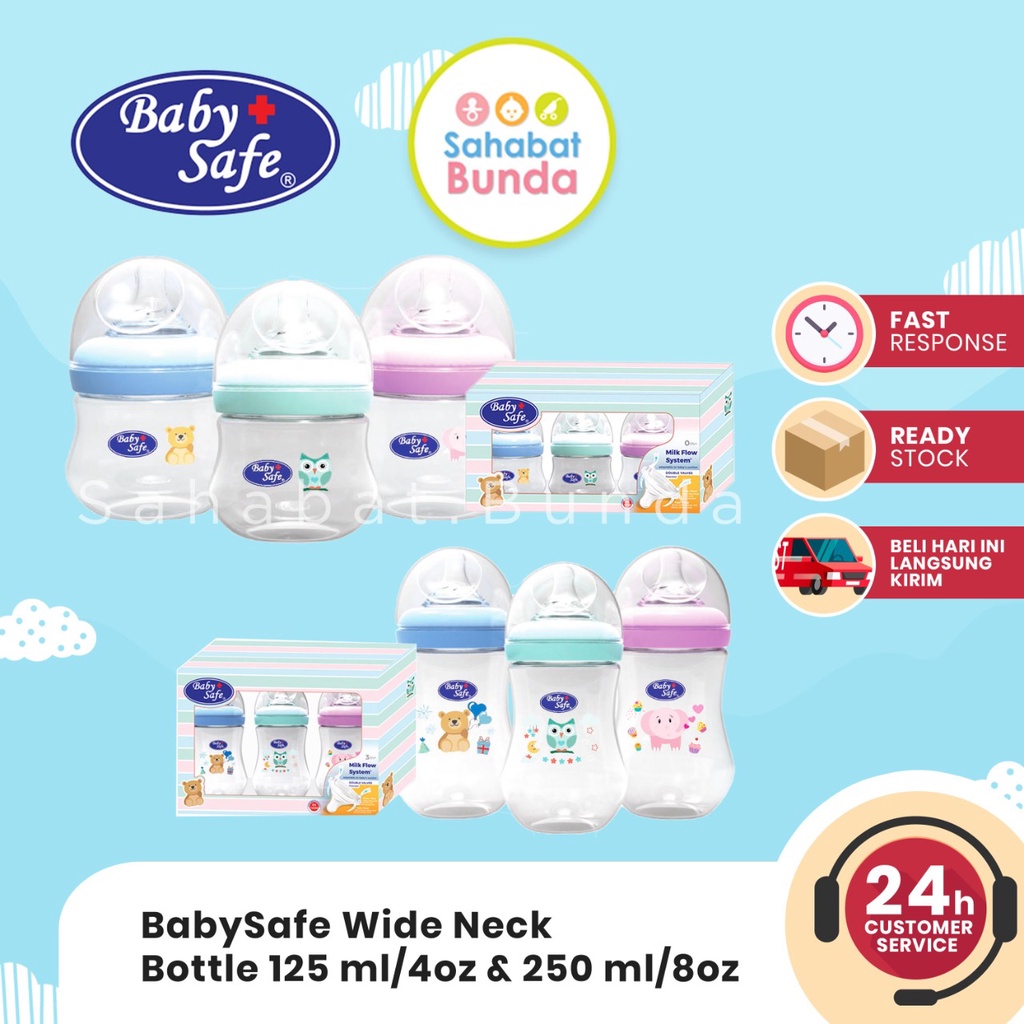 Jual BABY SAFE - Bottle Set Wide Neck 125 ml & 250 ml Botol Susu Bayi Babysafe isi 3 | Shopee ...