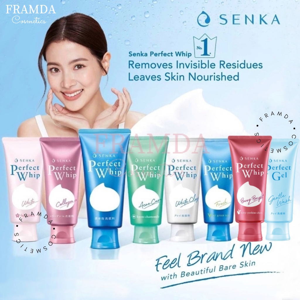 Jual SENKA Perfect Whip Facial Foam 50g 100g 120g Clay Vibrant white ...