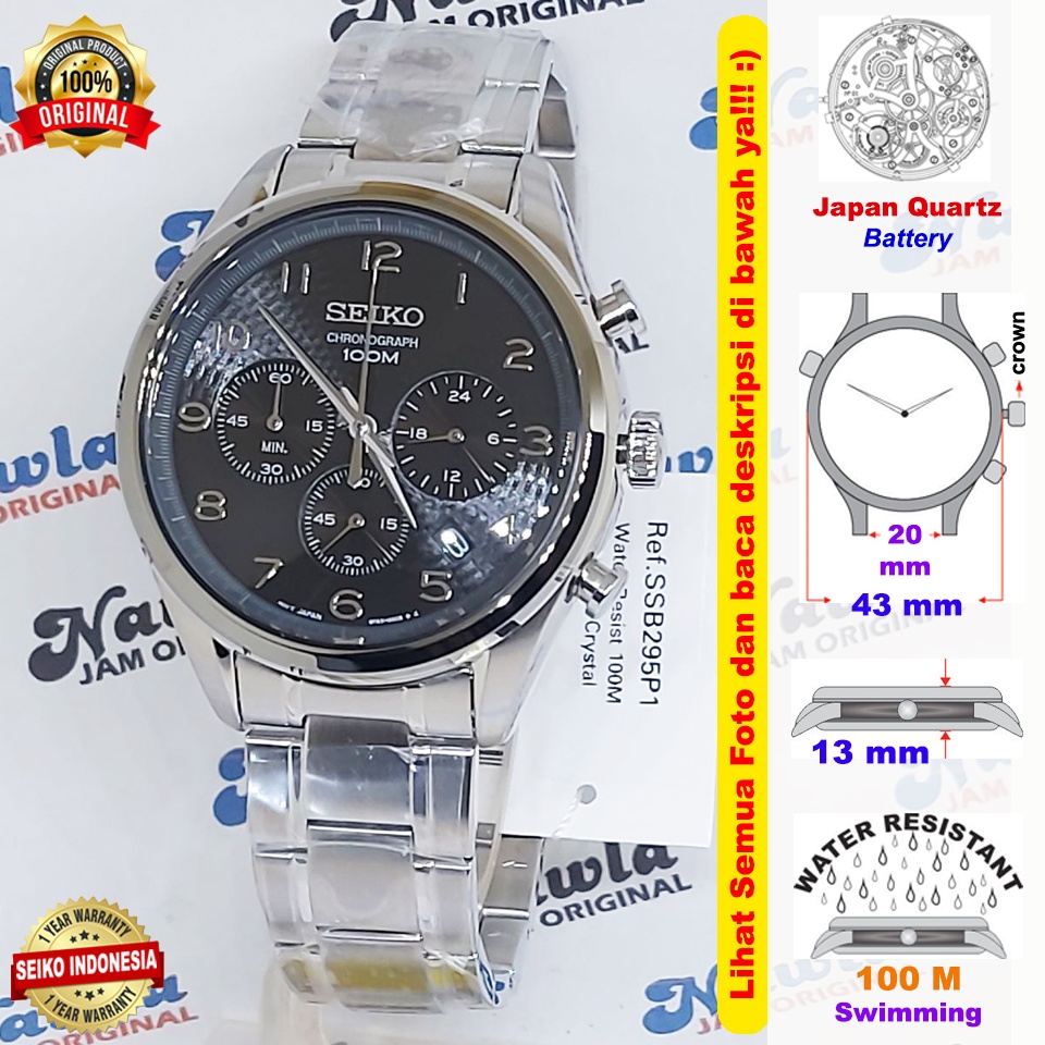 Jual Seiko Quartz SSB295P1 Chronograph Black Dial - Jam Tangan Pria ...