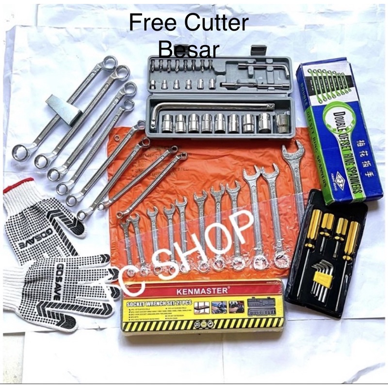Jual Paket Kunci Tool Set : Kunci Ring Pas set + Kunci Sok 27 pcs ...