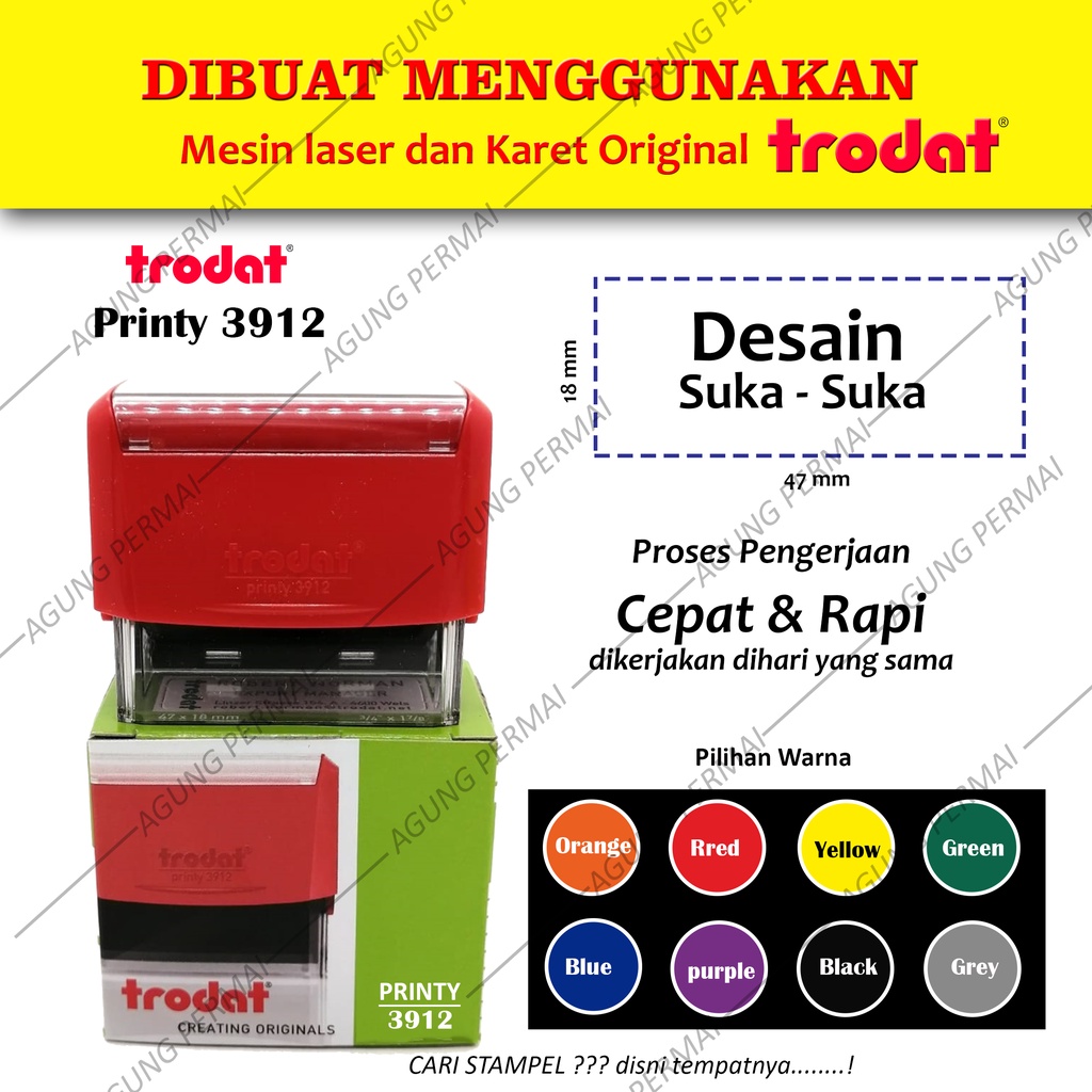 Jual Stempel Otomatis Custom Logo & Nama - Trodat 3912 | Shopee Indonesia