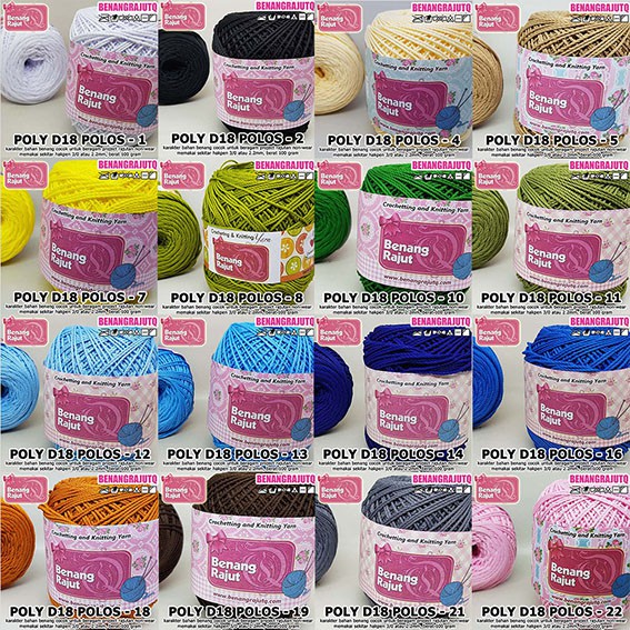 Jual BENANG RAJUT POLYESTER / POLY D18 POLOS SMALL PLY - HAKPEN 3/4 ...