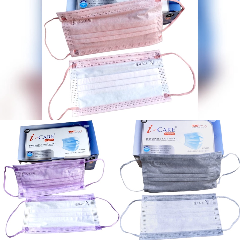 Jual Masker Disposable Face Mask iCare Warna 4Ply - | Shopee Indonesia