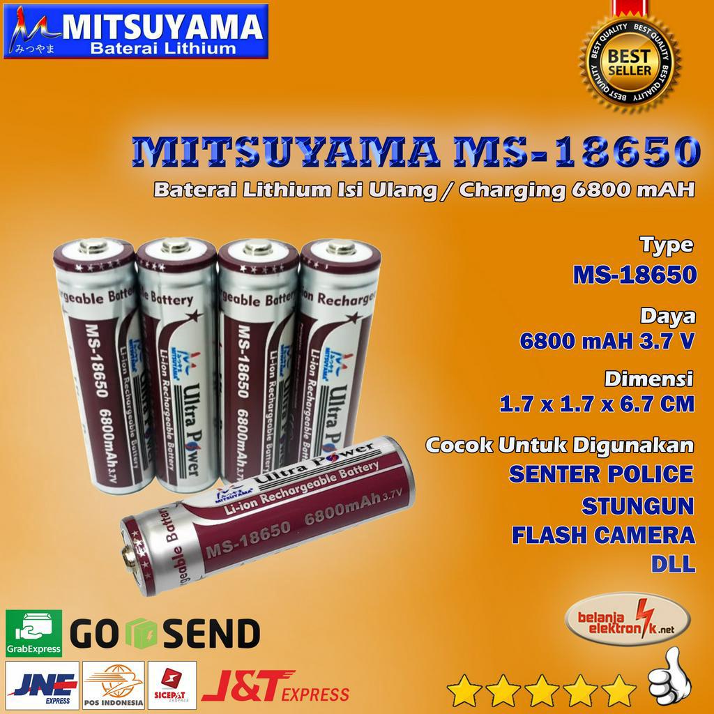 Jual BATERAI LITHIUM 18650 MITSUYAMA 6800mAh 3.7V Rechargeable Isi Ulang Batre Ada Kepala ...
