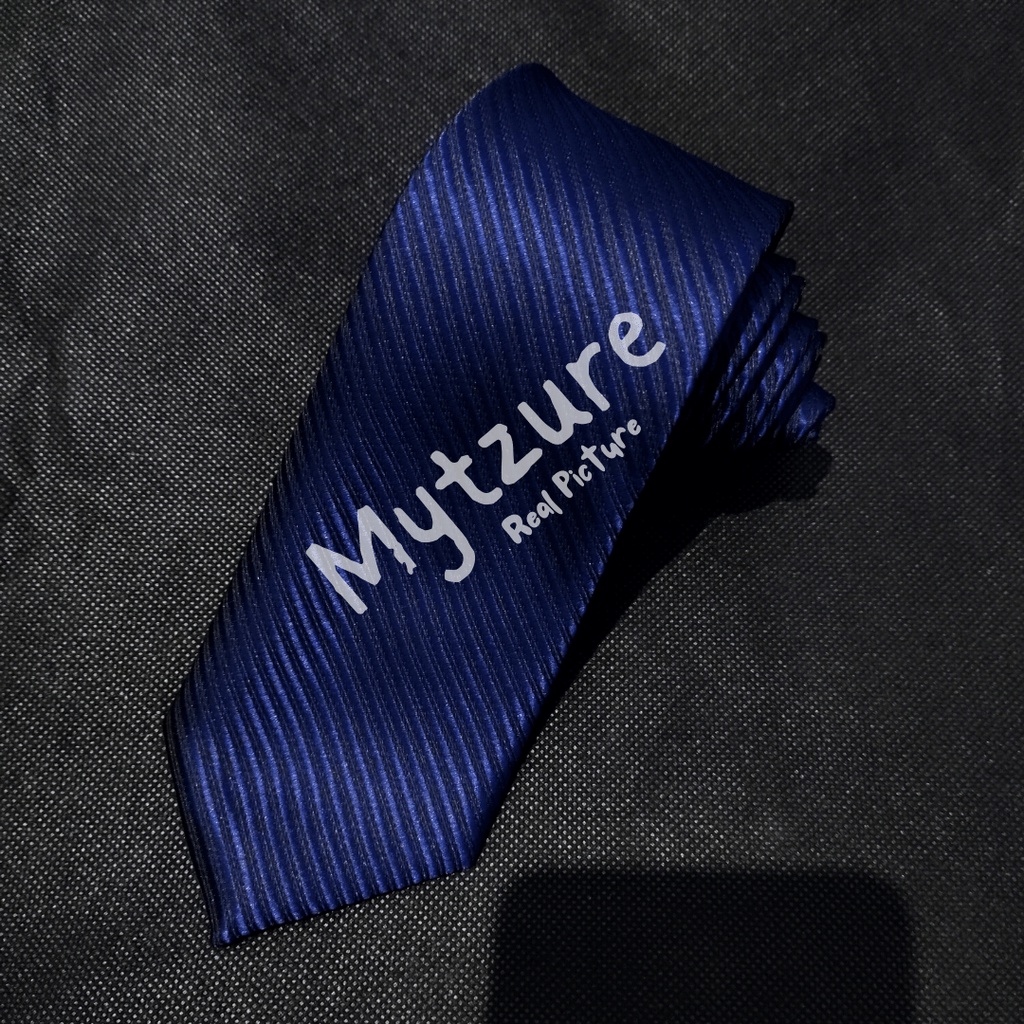 Jual Dasi Pria Panjang Motif Salur Tebal Warna Biru Dongker Navy Blue ...