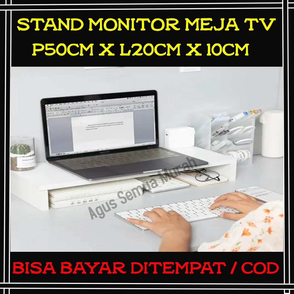 Jual Stand Monitor Rak Meja Laptop Tv Kayu Murah Keren P50cm x L20cm x ...