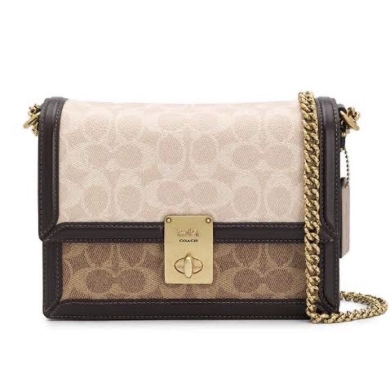 Jual COACH HUTTON SHOULDER BAG IN BLOCKED SIGNATURE CANVAS (C 92308 ...