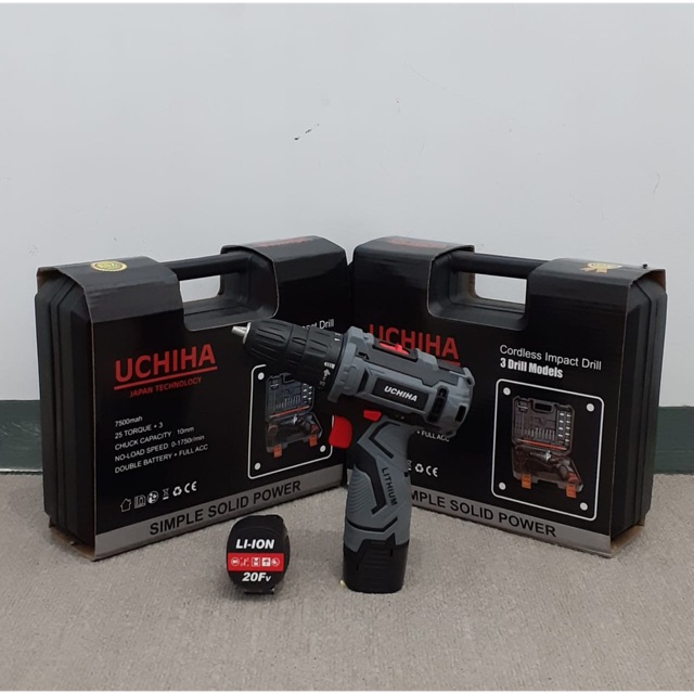 Jual Mesin Bor Baterei Bor Cordless Bor Drill UCHIHA 20v | Shopee Indonesia