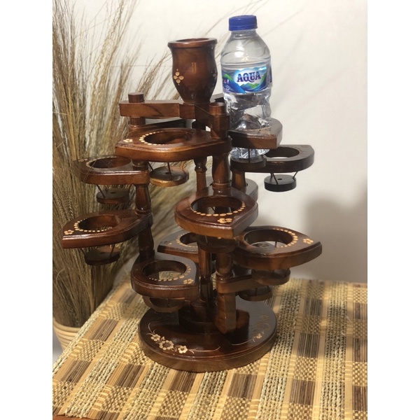 Jual Tempat minuman / tempat aqua gelas aesthetic kayu jati. | Shopee ...