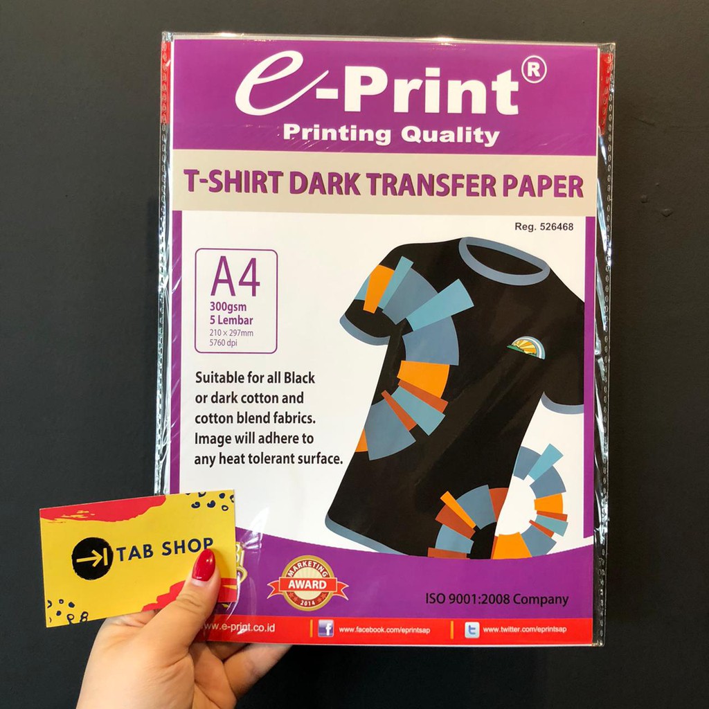 Jual TAB SHOP - EPRINT DARK T SHIRT TRANSFER 300 GSM A4 5 LEMBAR - E ...