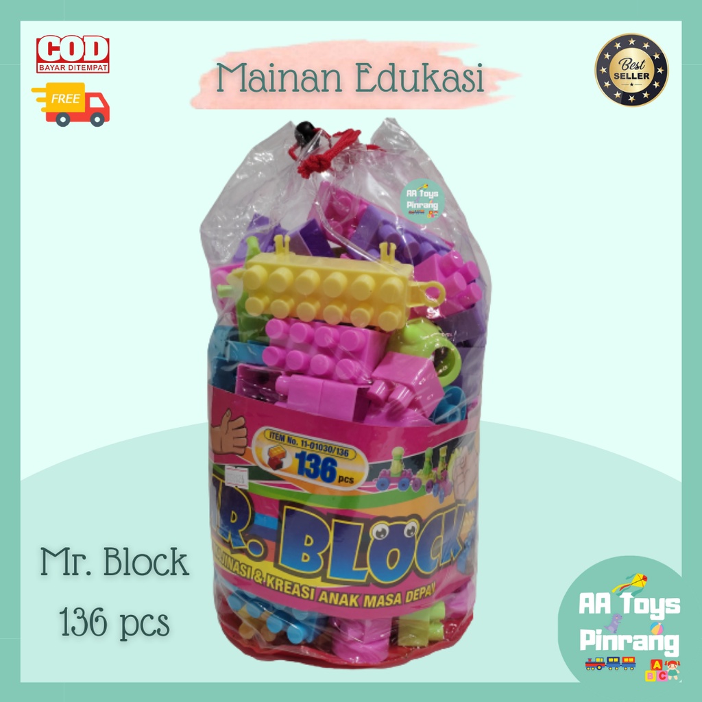 Jual MAINAN EDUKASI ANAK MR. BLOCK SUSUN PUZZLE BALOK | Shopee Indonesia
