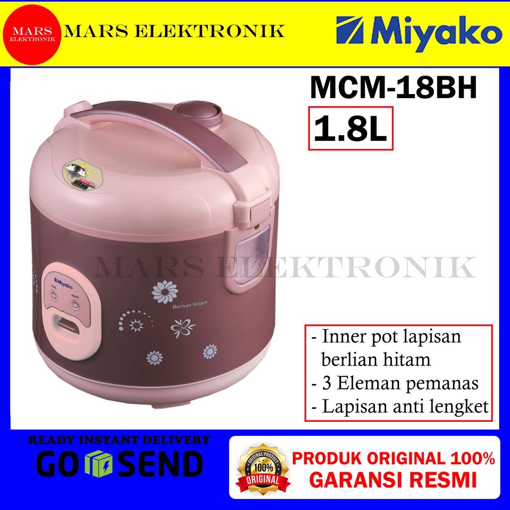 Jual RICE COOKER MIYAKO MCM-18BH / 1,8 LITER / PANCI BERLIAN HITAM ...