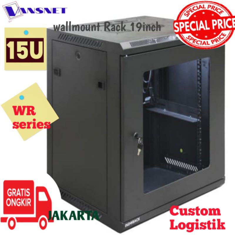 Jual wallmount Rack 15U depth 500mm indorack WR5015S/ rack server 15u ...