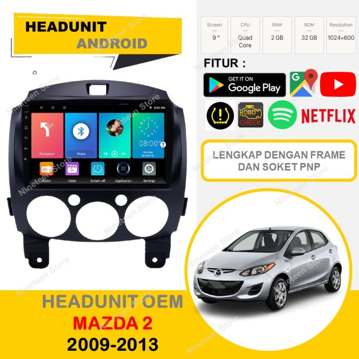Jual Headunit Tape Android Mazda 2 2008-2013 PNP Lengkap Dengan Frame Soket | Shopee Indonesia