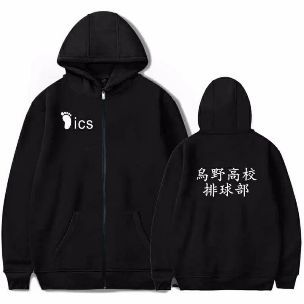 Jual JAKET Anime Haikyu Black Karasuno ICS Team Volley Ball Shōyō ...