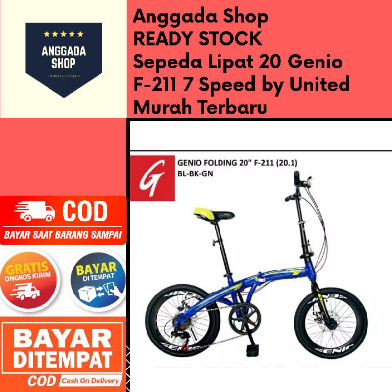 Jual SEPEDA LIPAT 20 INCH GENIO F211 by UNITED 2021 7Speed Murah Lebay BARU Terbaru Seli Folding ...