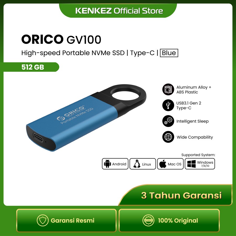 Jual Orico GV100 High-speed Portable NVMe SSD - 512GB | Shopee Indonesia