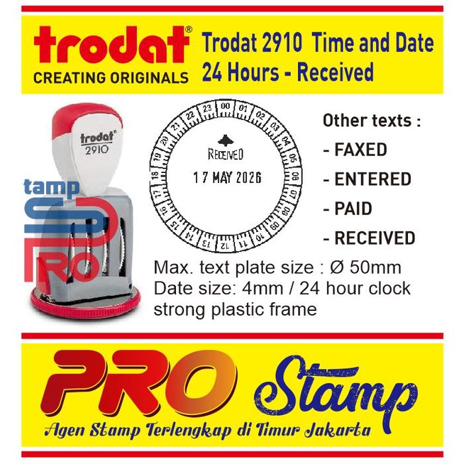 Jual Stempel Tanggal & Jam TRODAT 2910 U24 (Hours + Dater) | Shopee ...
