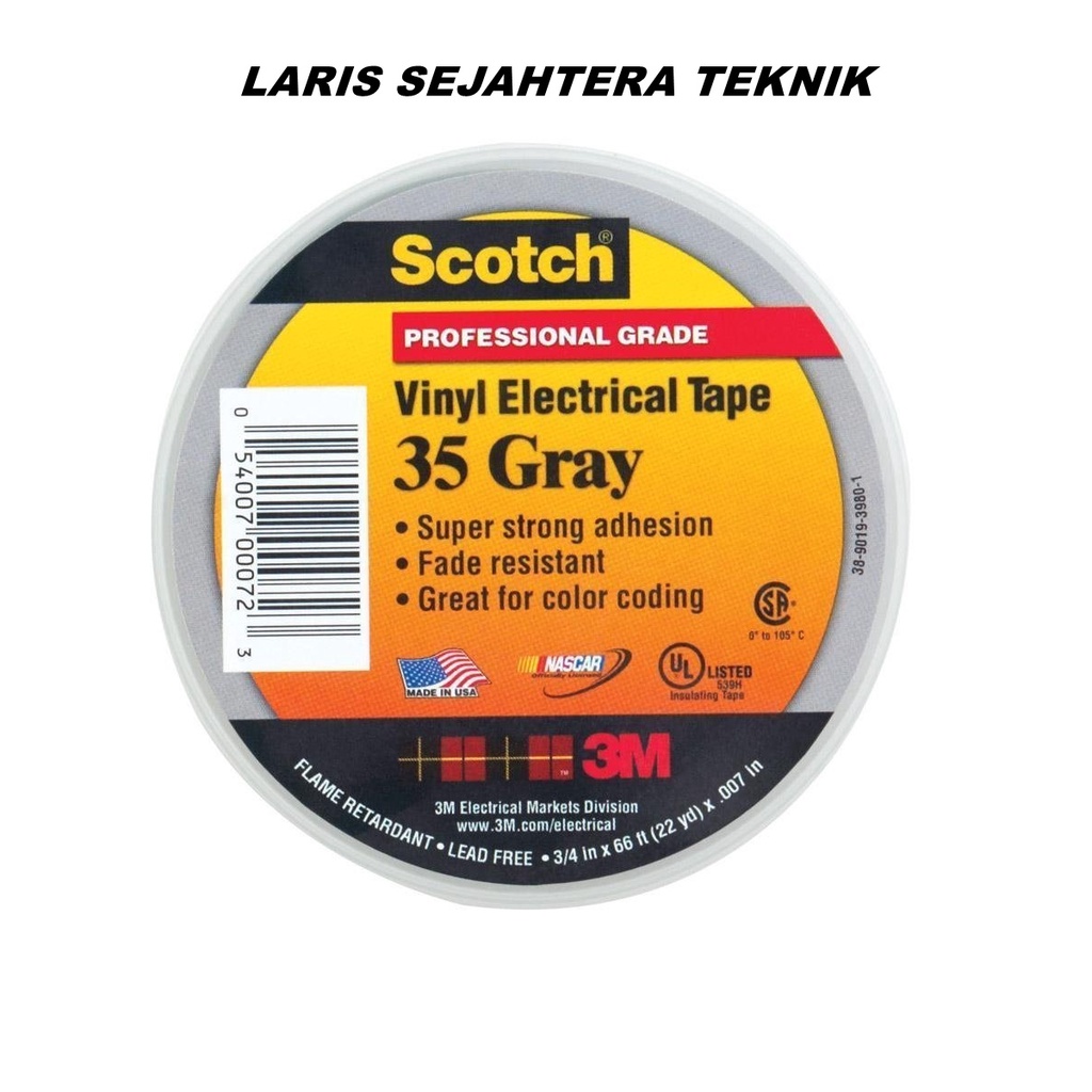 Jual Isolasi Listrik Vinyl Electrical Tape 3M Scotch 35 Warna Gray ...