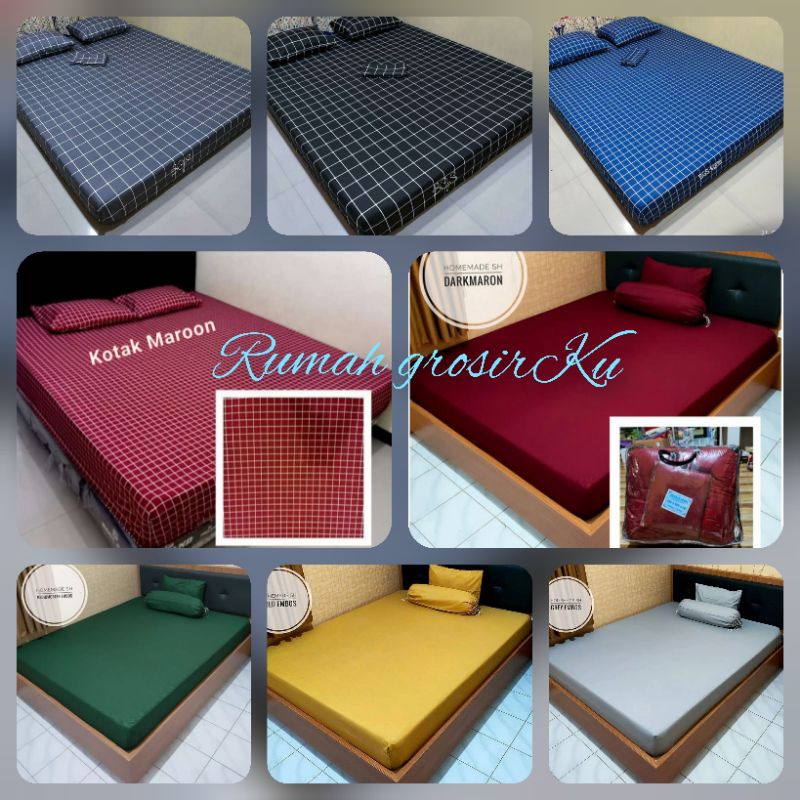 Jual Sprei aesthetic t20 kotak kotak /motif kekinian ready semua ukuran ...