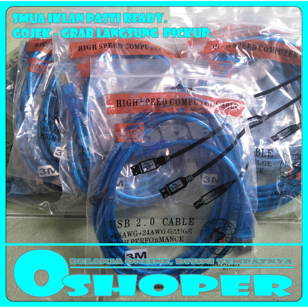 Jual kabel printer original. kabel usb printer ukuran 3 meter. cable ...