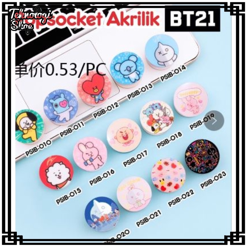 Jual POP SOCKET BTS BT21 KPOP Akrilik / Phone Holder Grip Popsocket ...