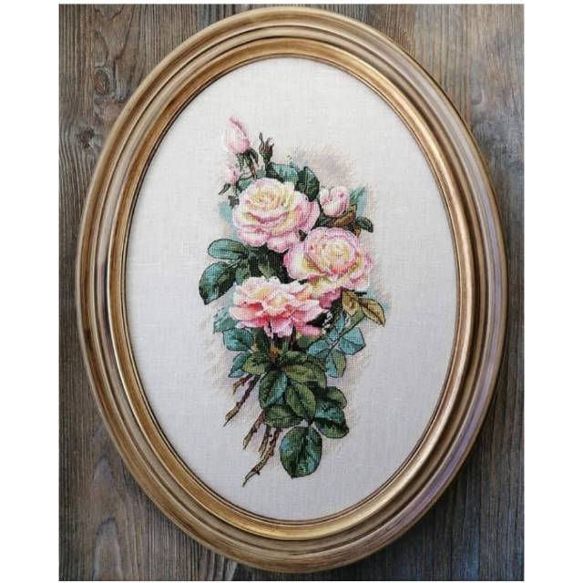 Jual Paket kristik bunga mawar sweet rose pink cross stitch 14ct flower ...