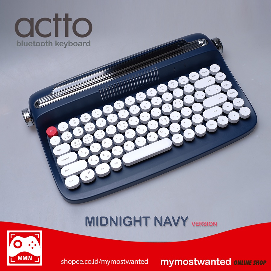 Jual ACTTO Keyboard bluetooth wireless keyboard retro typewriter NAVY ...