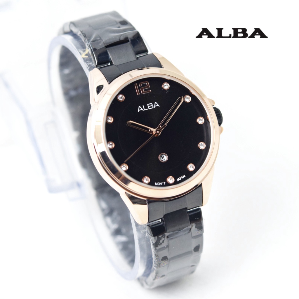 Jual Jam Tangan Wanita Fashion Alba H5903B Tali Rantai Tanggal Aktif ...
