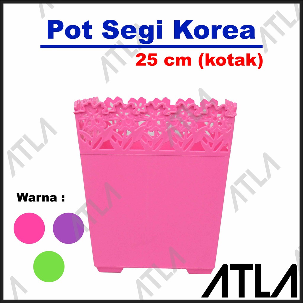 Jual Pot Bunga Segi Korea 25 cm Warna Kotak Tempat Dekorasi Tanaman ...
